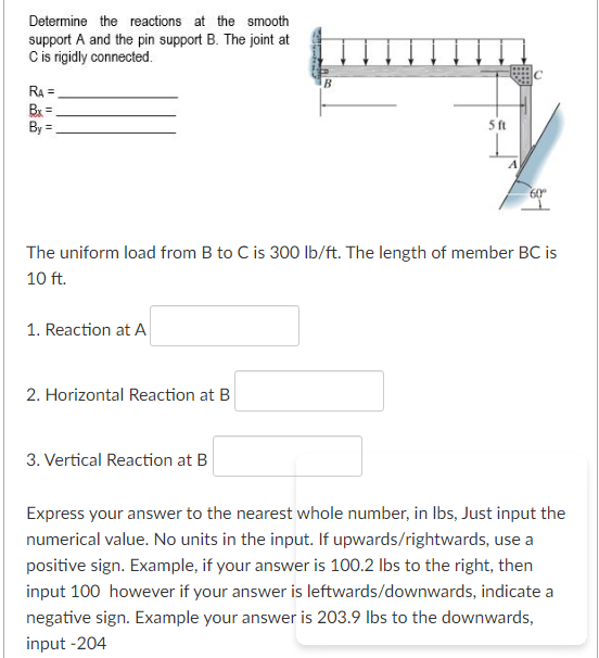 Solved Determine The Reactions At The Smooth Support A And