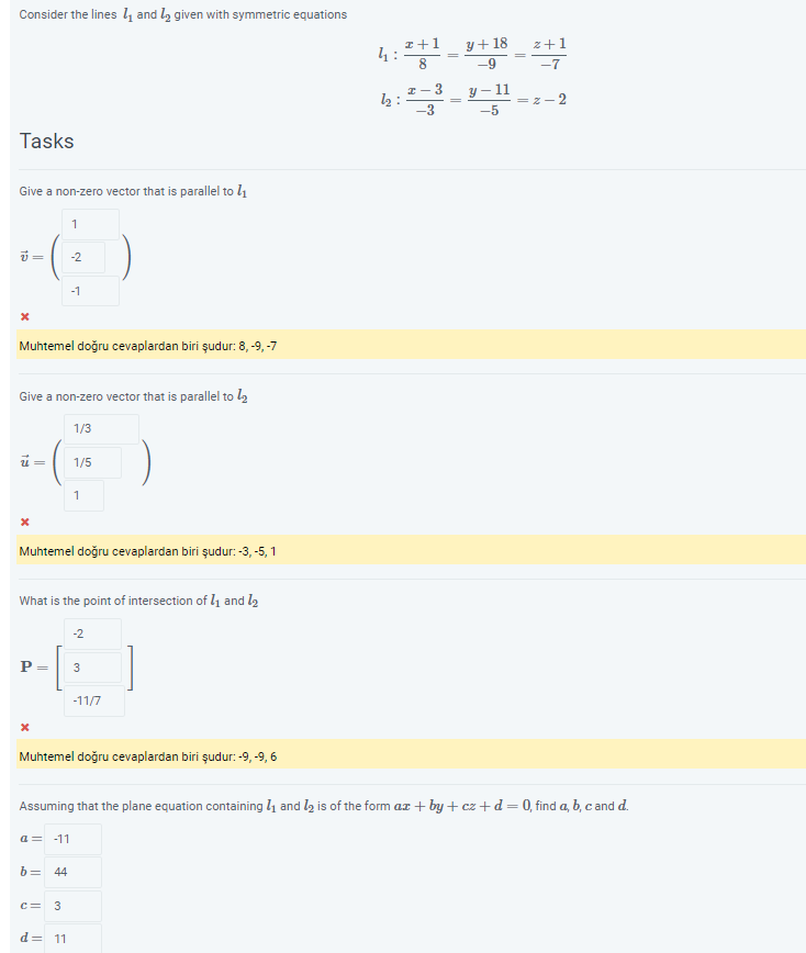 Solved Consider the lines l1 and l2 given with symmetric | Chegg.com
