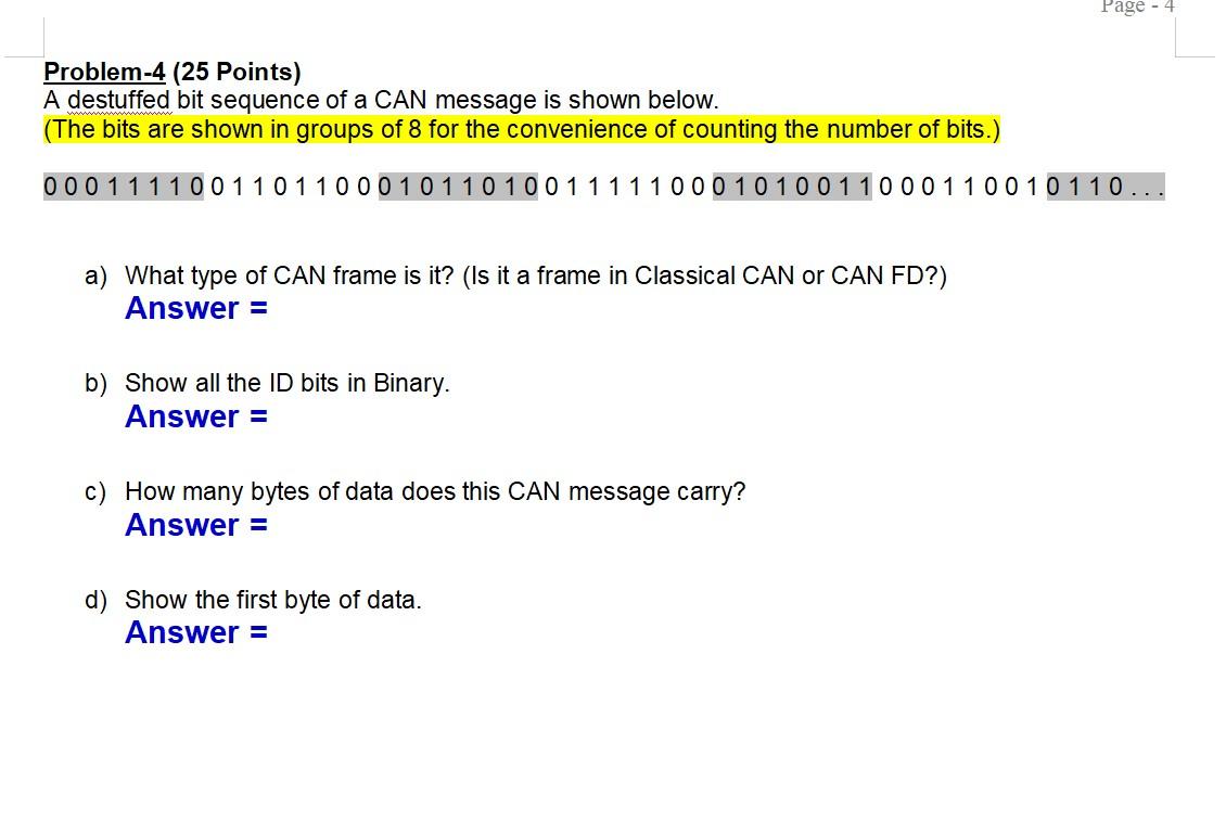 Solved Page - 4 Problem-4 (25 Points) A destuffed bit | Chegg.com