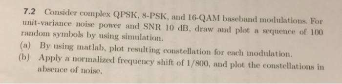 7.2 Consider complex QPSK, 8-PSK, and 16-QAM baseband | Chegg.com