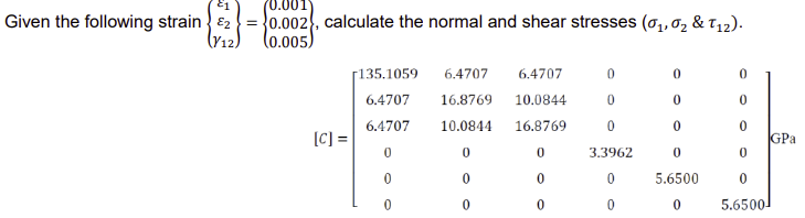 Solved 81 0.001 Given the following strain 2 =0.002), | Chegg.com