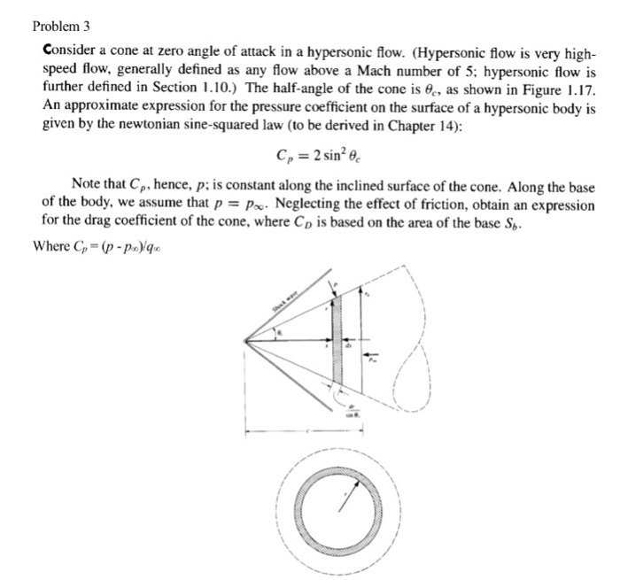 Solved Problem 3 Consider a cone at zero angle of attack in | Chegg.com