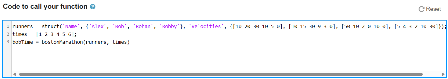Function Name: bostonMarathon Inputs: 1. 1×4 | Chegg.com