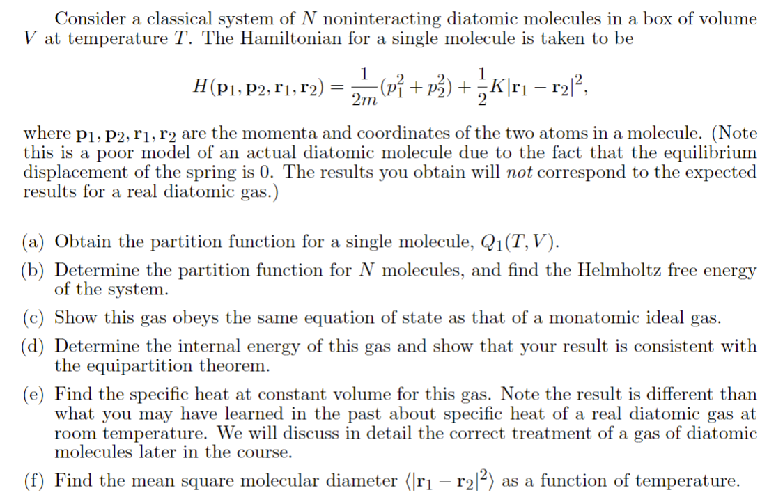 Solved Consider a classical system of N noninteracting | Chegg.com