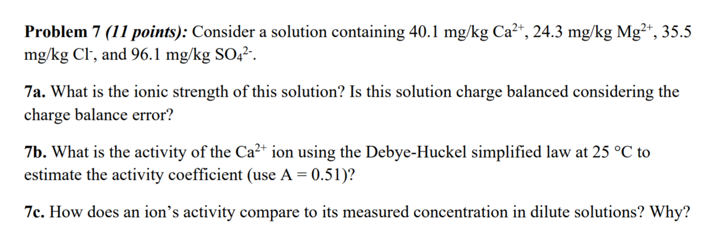 Solved Problem 7 (11 points): Consider a solution containing | Chegg.com Solved Problem 7 (11 points): Consider a solution containing | Chegg.com