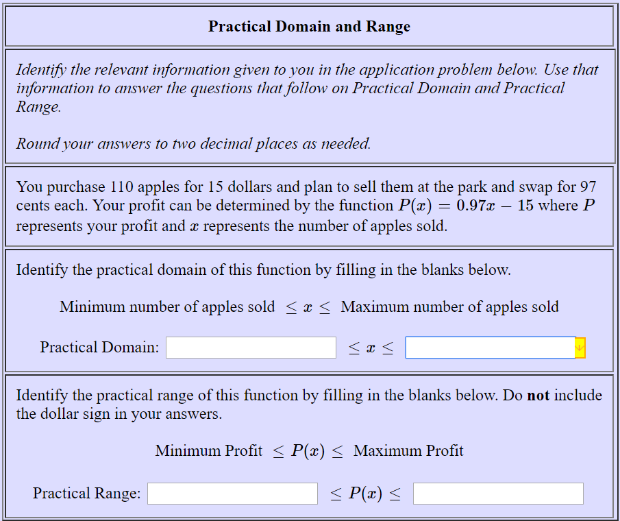 Solved Practical Domain and Range Identify the relevant | Chegg.com