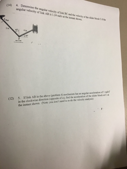 Solved Determine the angular velocity of link BC and the | Chegg.com