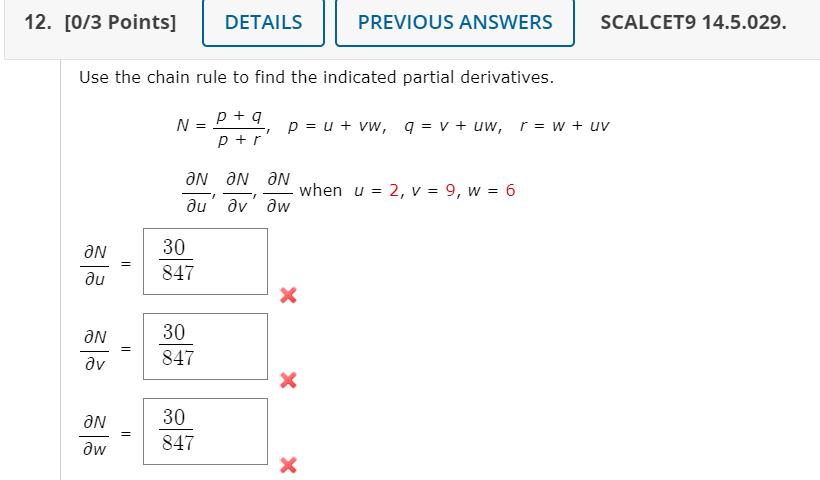 Solved 12. [0/3 Points] DETAILS PREVIOUS ANSWERS SCALCET9 | Chegg.com