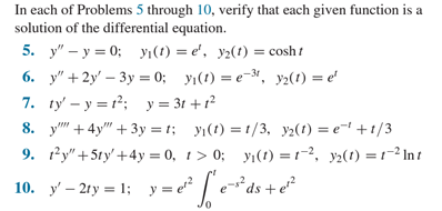 Solved In each of Problems 5 through 10 , verify that each | Chegg.com