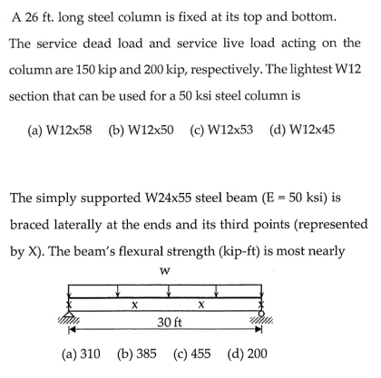 Solved A 26 ft. long steel column is fixed at its top and | Chegg.com
