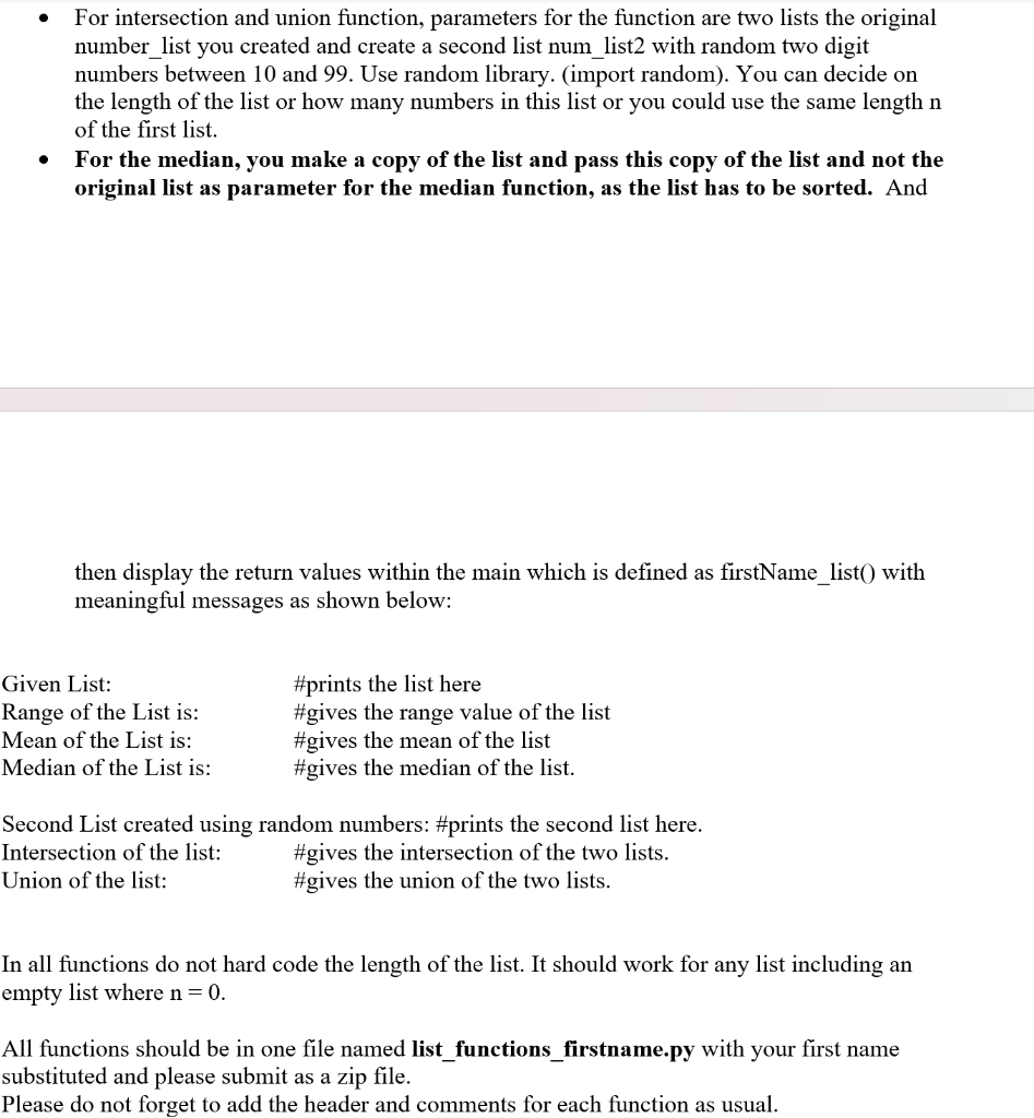 Solved ist Operations: Write the following functions in | Chegg.com