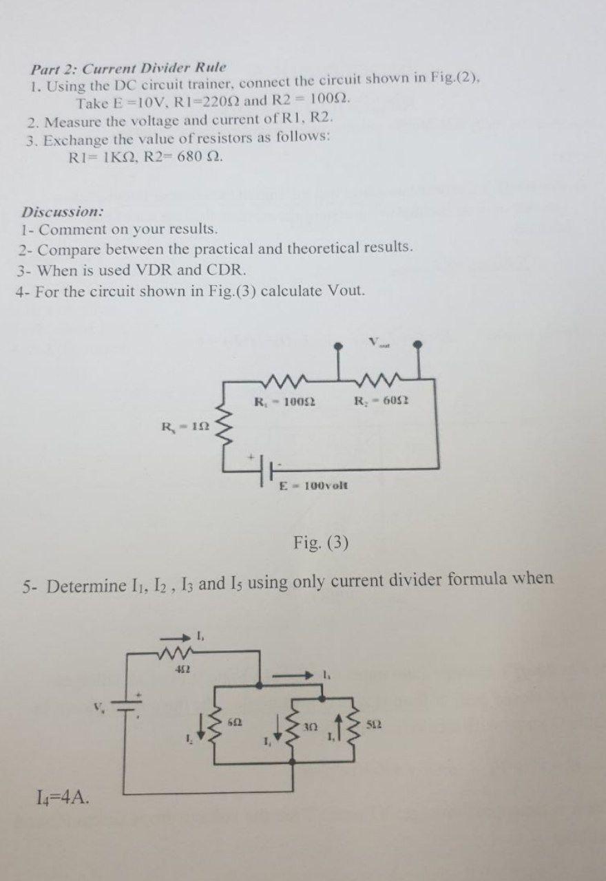 Solved Part 2: Current Divider Rule 1. Using the DC circuit | Chegg.com