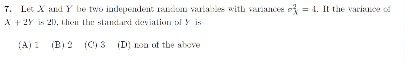 Solved 7. Let X and Y be two independent random variables | Chegg.com