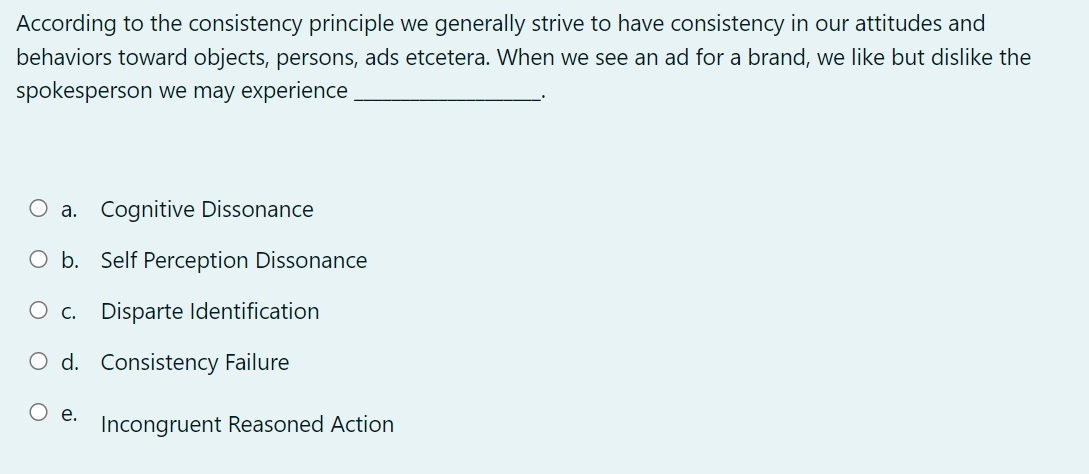 Solved According to the consistency principle we generally | Chegg.com