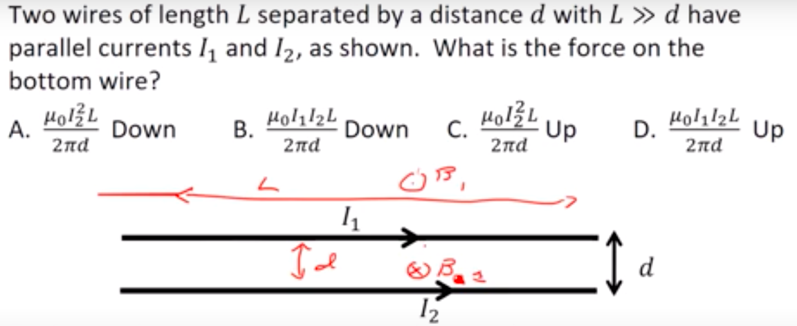 Solved Two wires of length L separated by a distance d with | Chegg.com