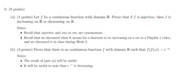 Solved (8 ﻿points)(a) (4 ﻿points) ﻿Let f ﻿be a continuous | Chegg.com