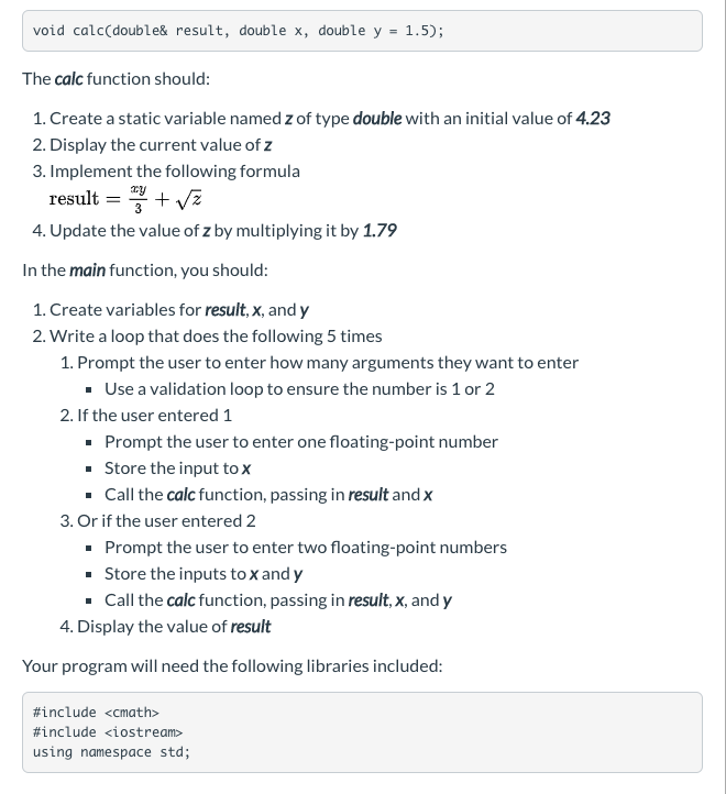 Solved write a C++ program that contains the following | Chegg.com