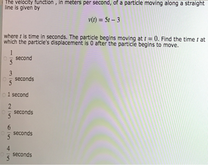 Solved The velocity function, in meters per second, of a | Chegg.com