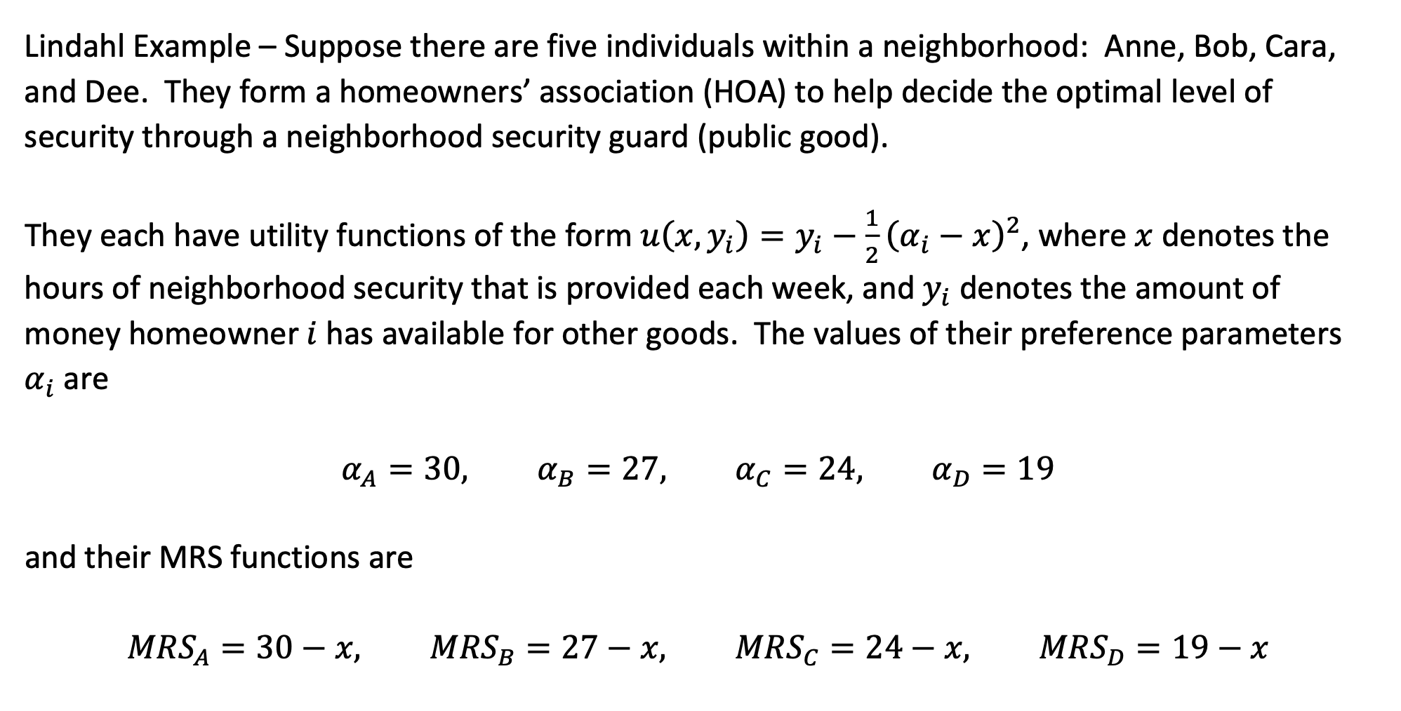 Lindahl Example - Suppose there are five individuals | Chegg.com