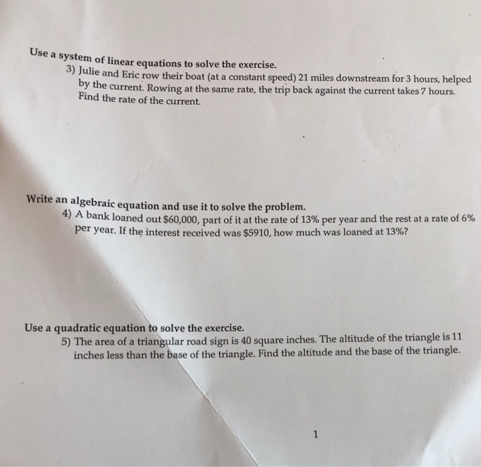Solved Use a system 3) Julie by th of linear equations to | Chegg.com