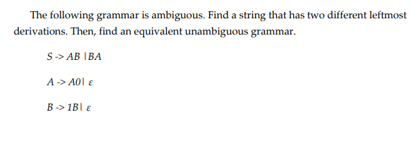 Solved The following grammar is ambiguous. Find a string | Chegg.com