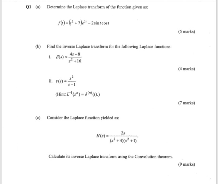 Solved Determine the Laplace transform of the function given | Chegg.com