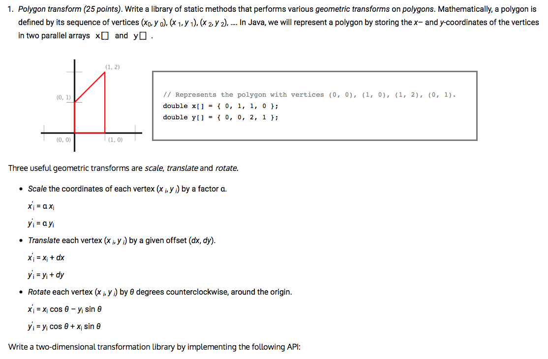 1. Polygon transform (25 points). Write a library of | Chegg.com