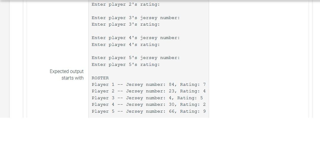 Solved 8.14 LAB*: Program: Soccer team roster This program | Chegg.com