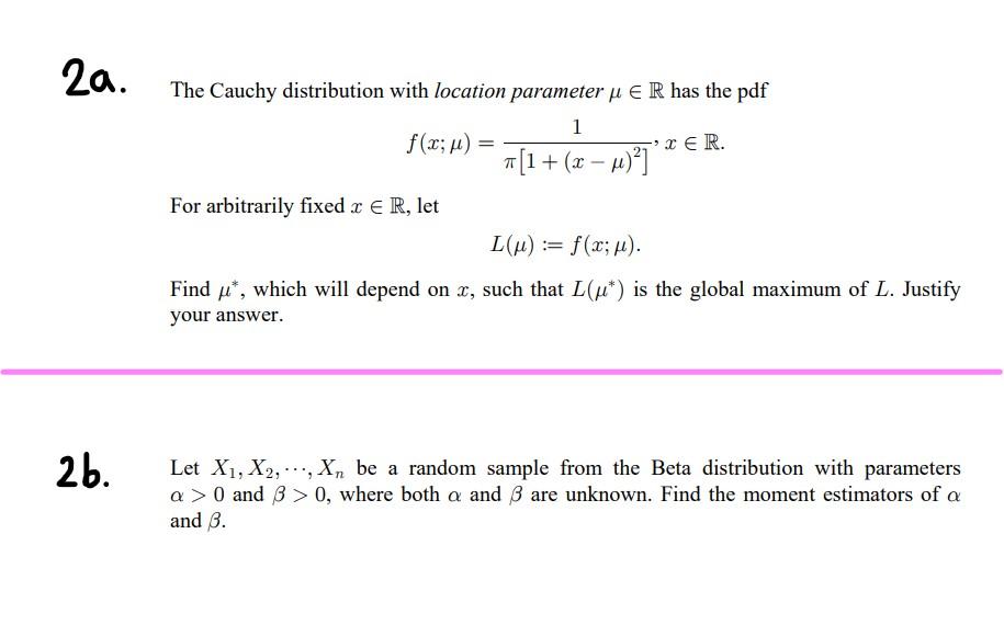 The Cauchy distribution with location parameter μ∈R | Chegg.com