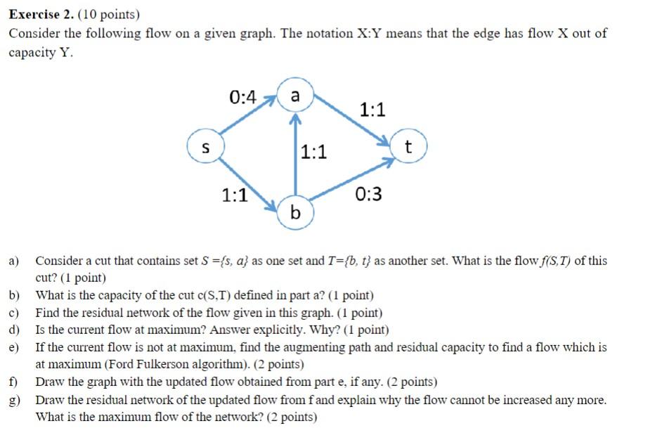 Solved Exercise 2. (10 points) Consider the following flow | Chegg.com