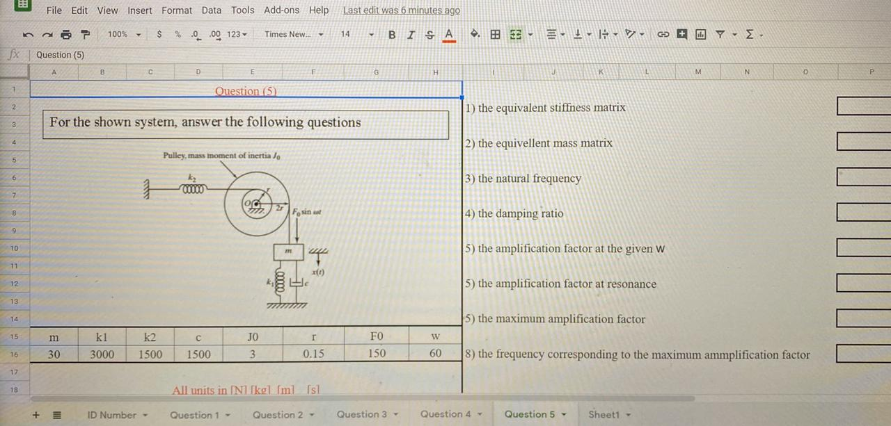 Solved File Edit View Insert Format Data Tools Add-ons Help | Chegg.com