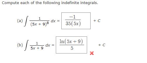 Solved Compute each of the following indefinite | Chegg.com