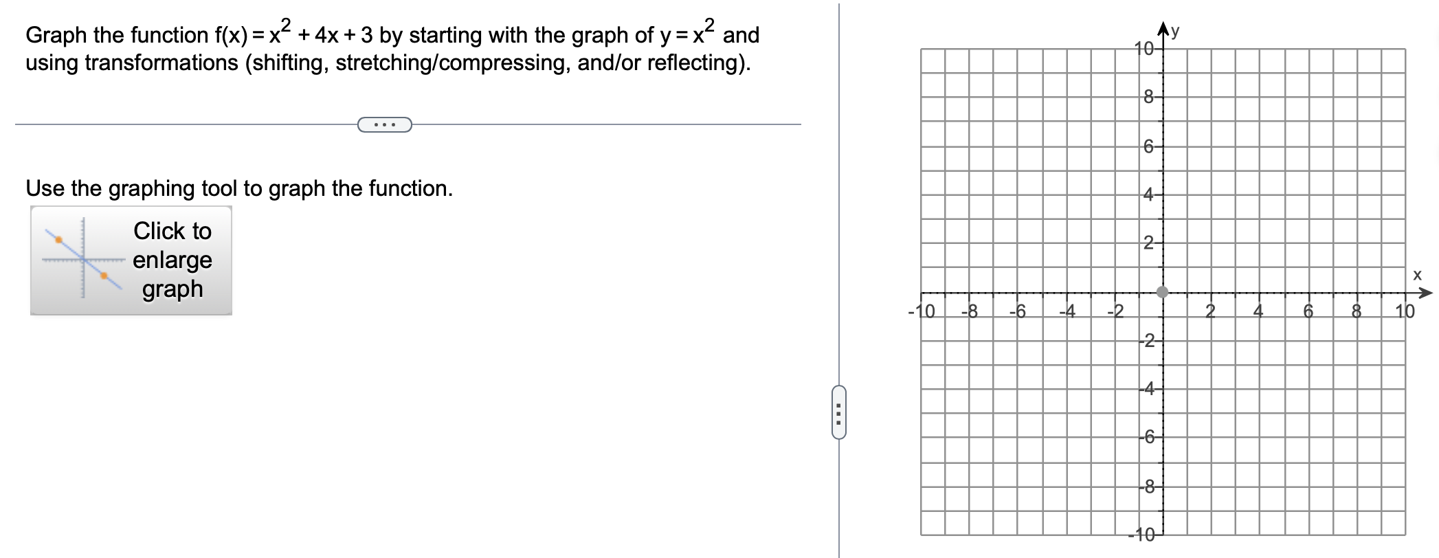 Solved Graph the function f(x)=x2+4x+3 ﻿by starting with the | Chegg.com