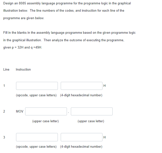 Solved Design an 8085 assembly language programme for the | Chegg.com