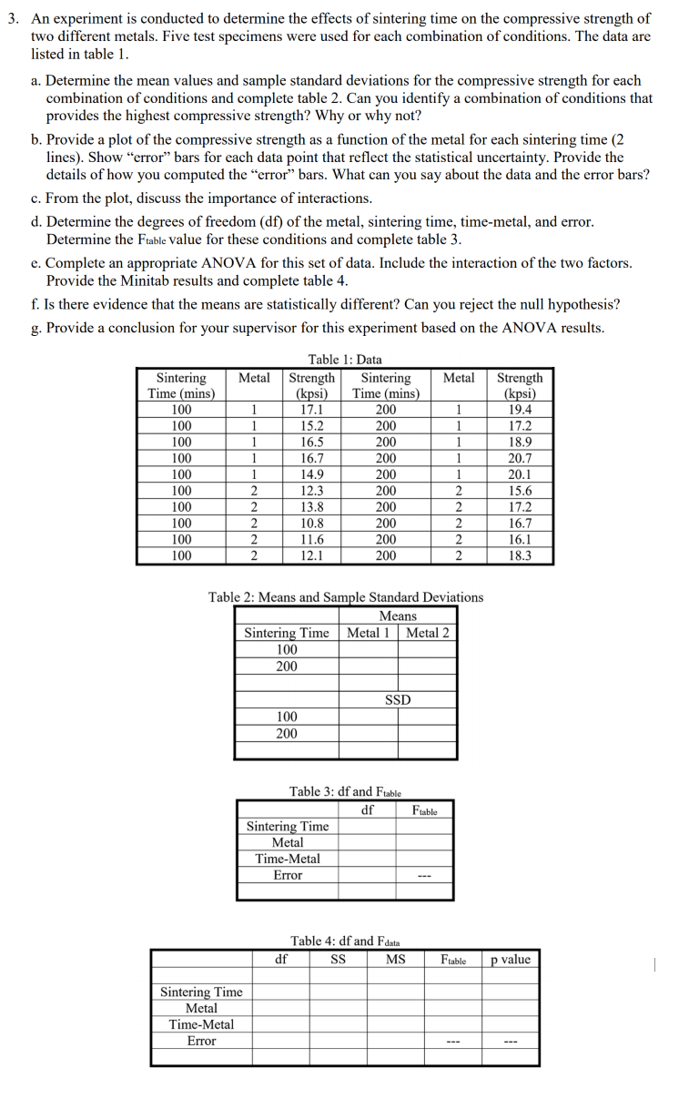 3. An experiment is conducted to determine the | Chegg.com | Chegg.com