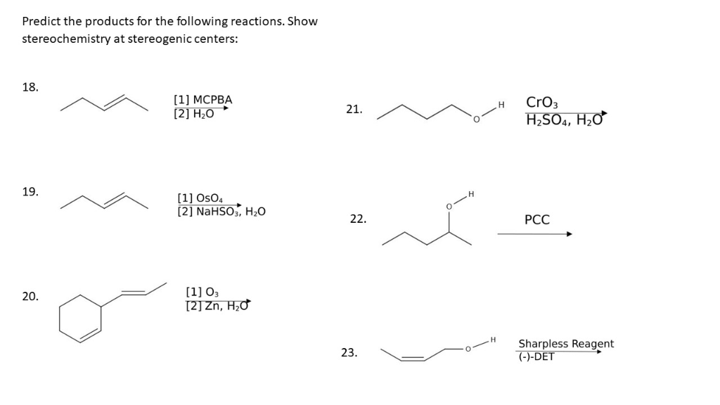 Solved Predict the products for the following reactions. | Chegg.com