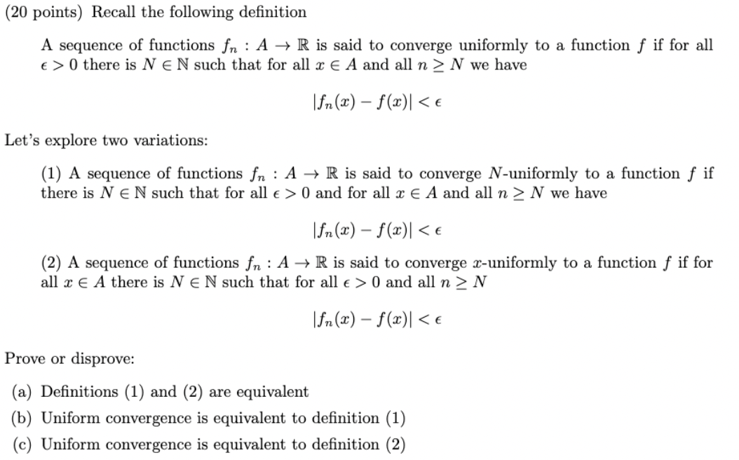 Solved Prove or disprove: (a) Definitions (1) and (2) | Chegg.com