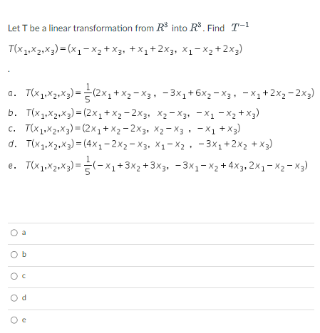 Solved Let T be a linear transformation from R3 into R3. | Chegg.com