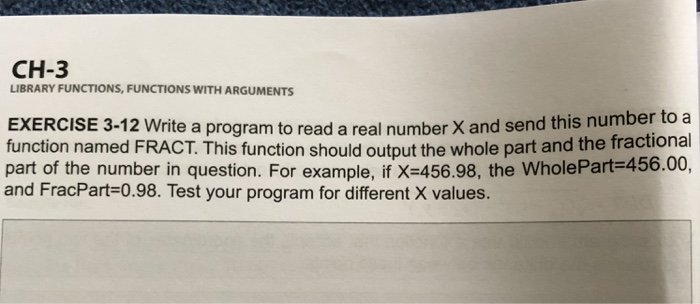Solved CH-3 LIBRARY FUNCTIONS, FUNCTIONS WITH ARGUMENTS | Chegg.com