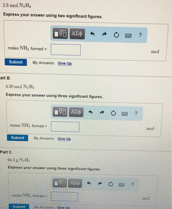Solved 2 5 Mol N 2h 4 Express Your Answer Using Two