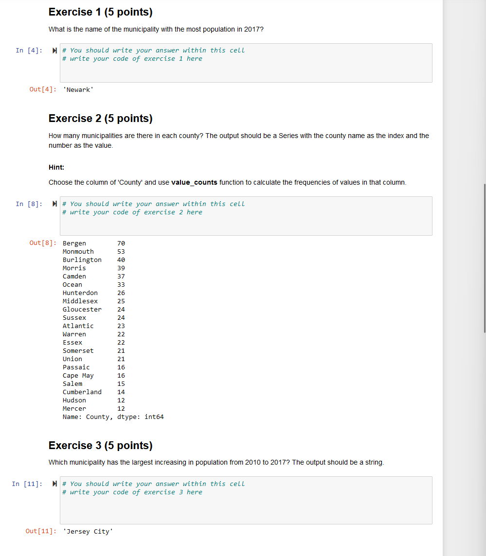 Solved Exercise 4 (5 points) What is the total population of | Chegg.com