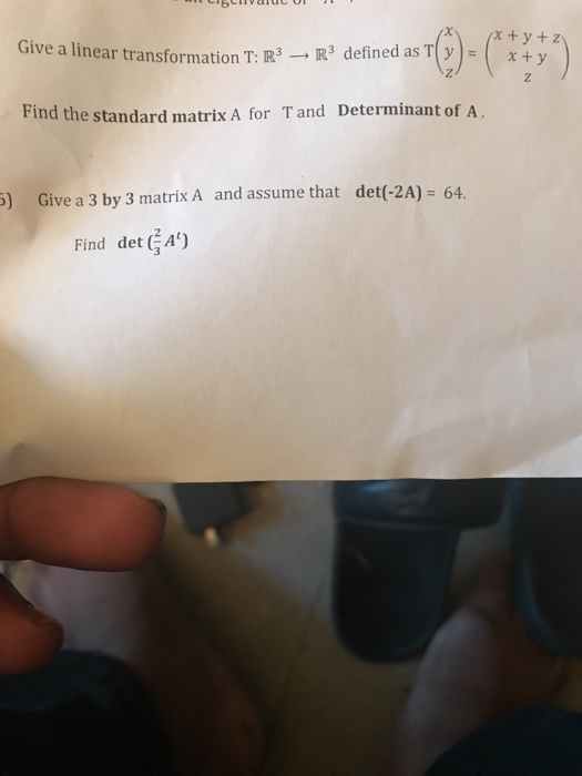 Solved Give a linear transformation T: R^3 rightarrow R^3 | Chegg.com