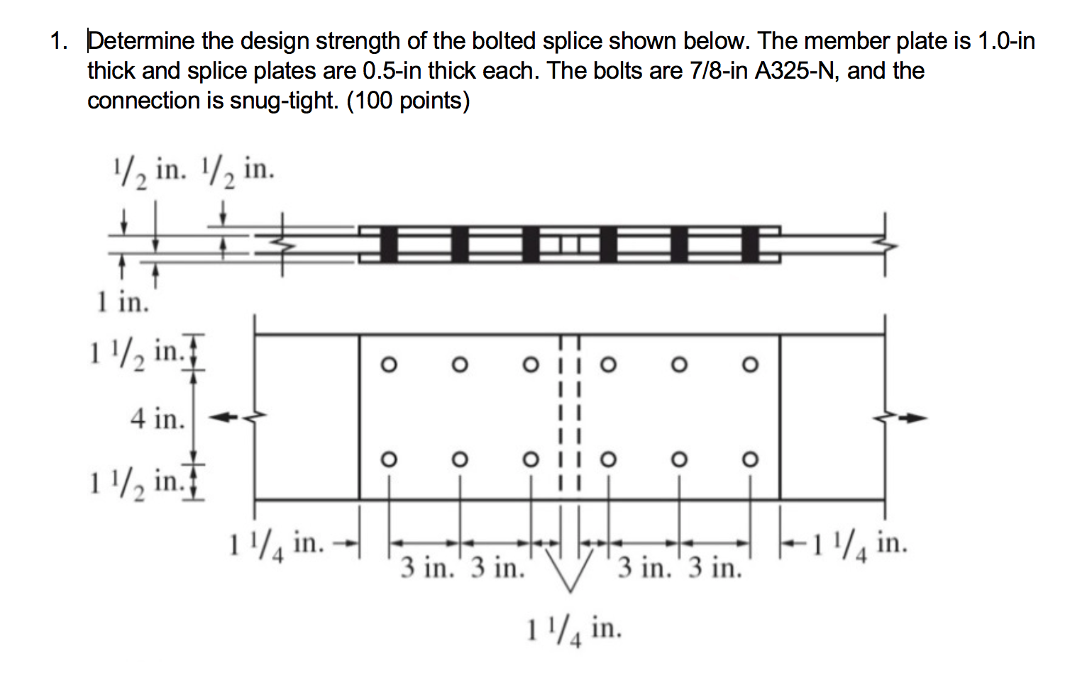 Solved 1. Determine the design strength of the bolted splice | Chegg.com