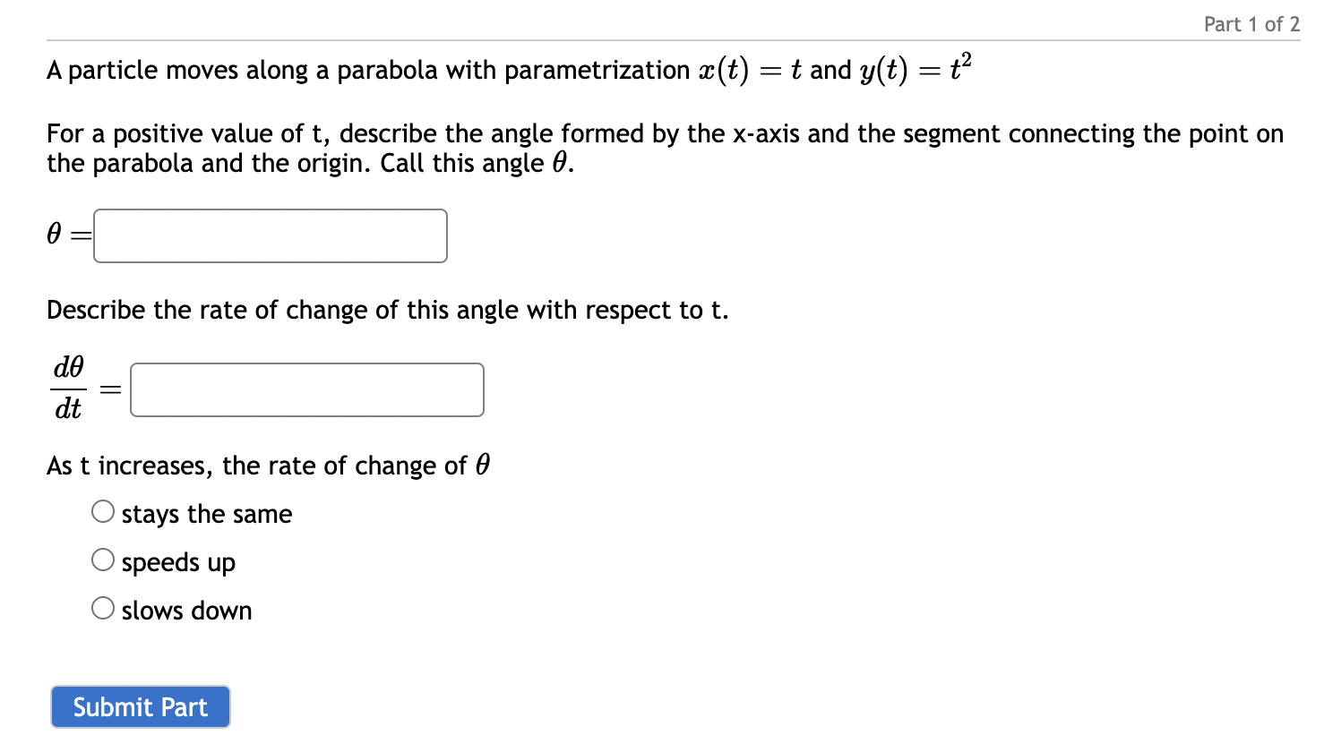 Solved A particle moves along a parabola with | Chegg.com