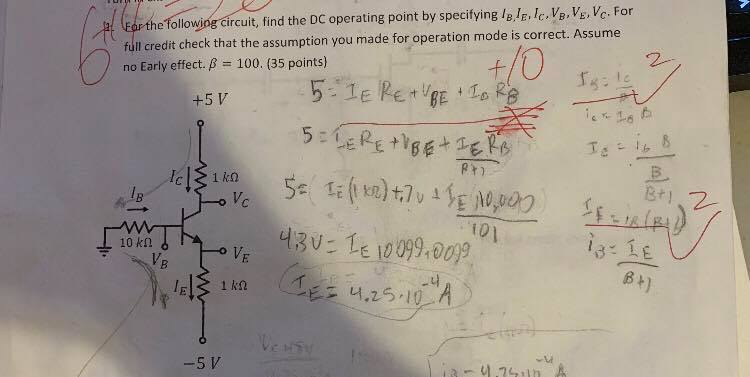 Solved the followiog circuit, find the DC operating point by | Chegg.com