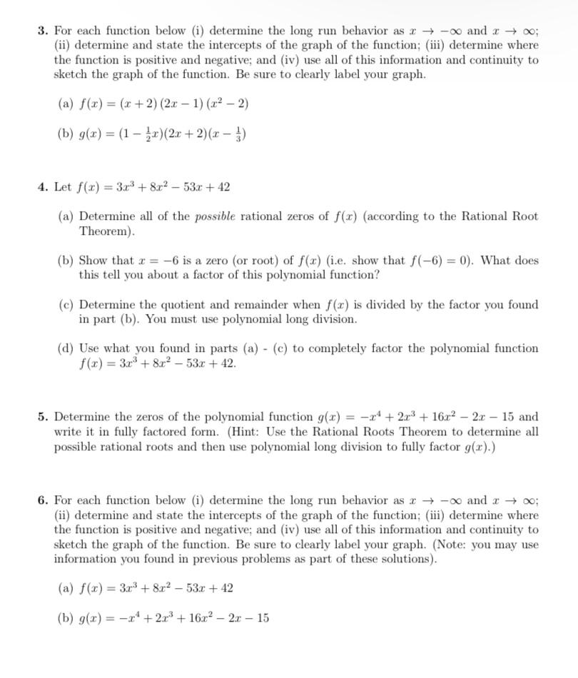 Solved 3. For each function below (i) determine the long run | Chegg.com