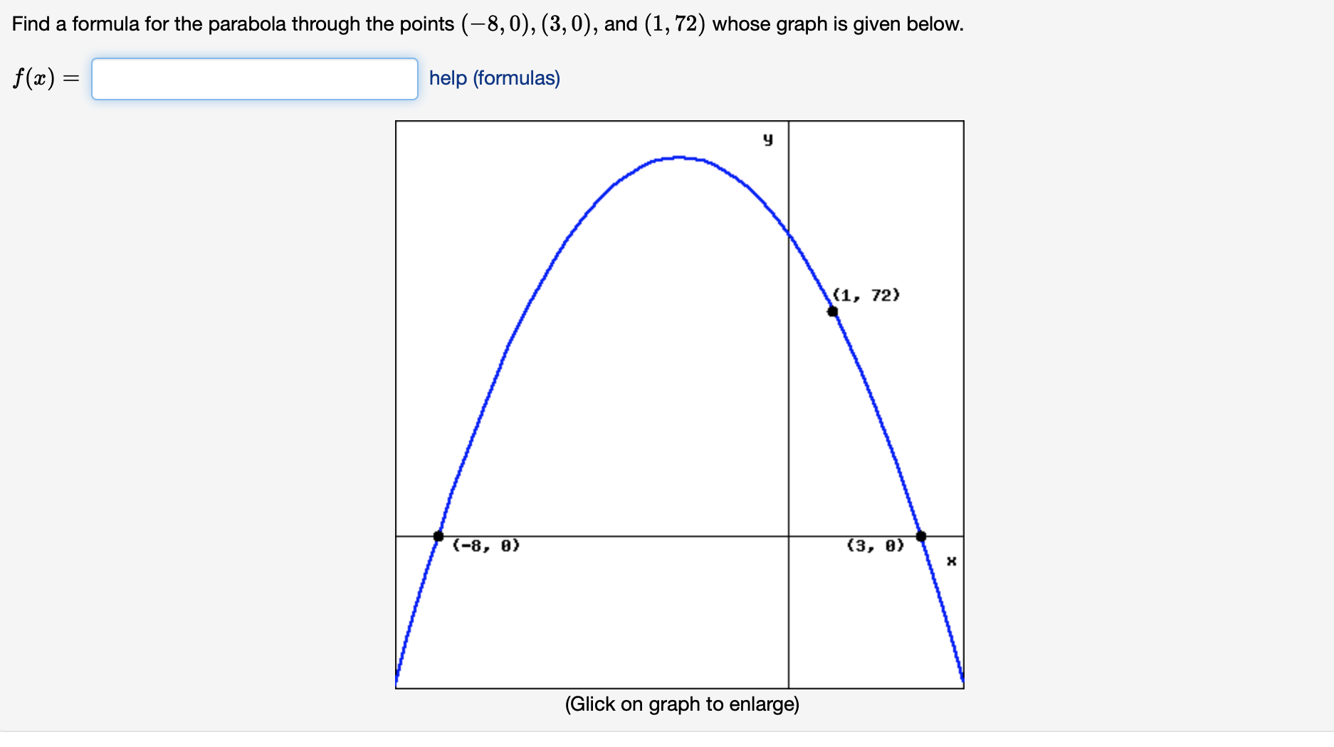 Solved Find a formula for the parabola through the points | Chegg.com