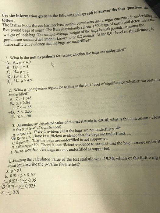 Solved Use the information given in the following paragraph | Chegg.com
