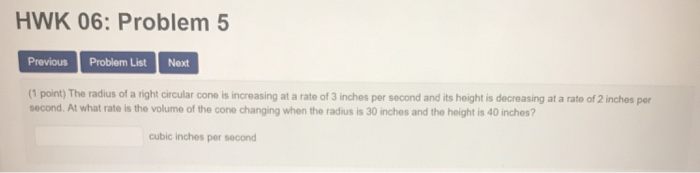 Solved HWK 06: Problem 4 Previous Problem List Next (1 | Chegg.com