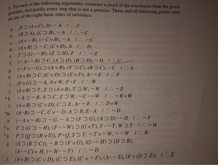 Solved h of the following arguments, construct a proof of | Chegg.com